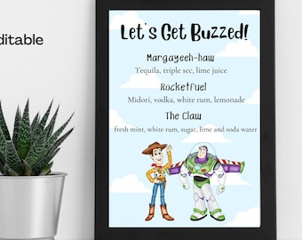 Toy Story Bar Menu Digital Template - Etsy