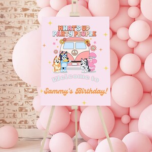 Editable Groovy Birthday Welcome Sign Editable Bluey and - Etsy