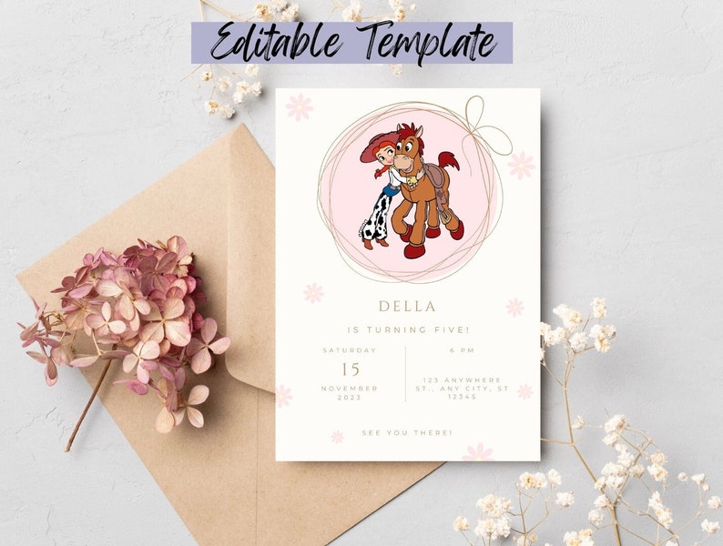 Jessie and Bullseye Birthday Invitation, Digital and Printable Toy ...