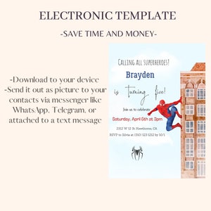 Spider-man Birthday Invitation, Digital and Printable Superhero Invite ...