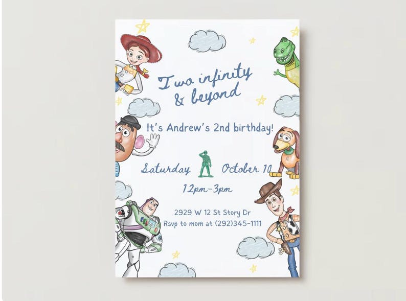 Editable Two Infinity Toy Story Birthday Invitation, Digital and ...