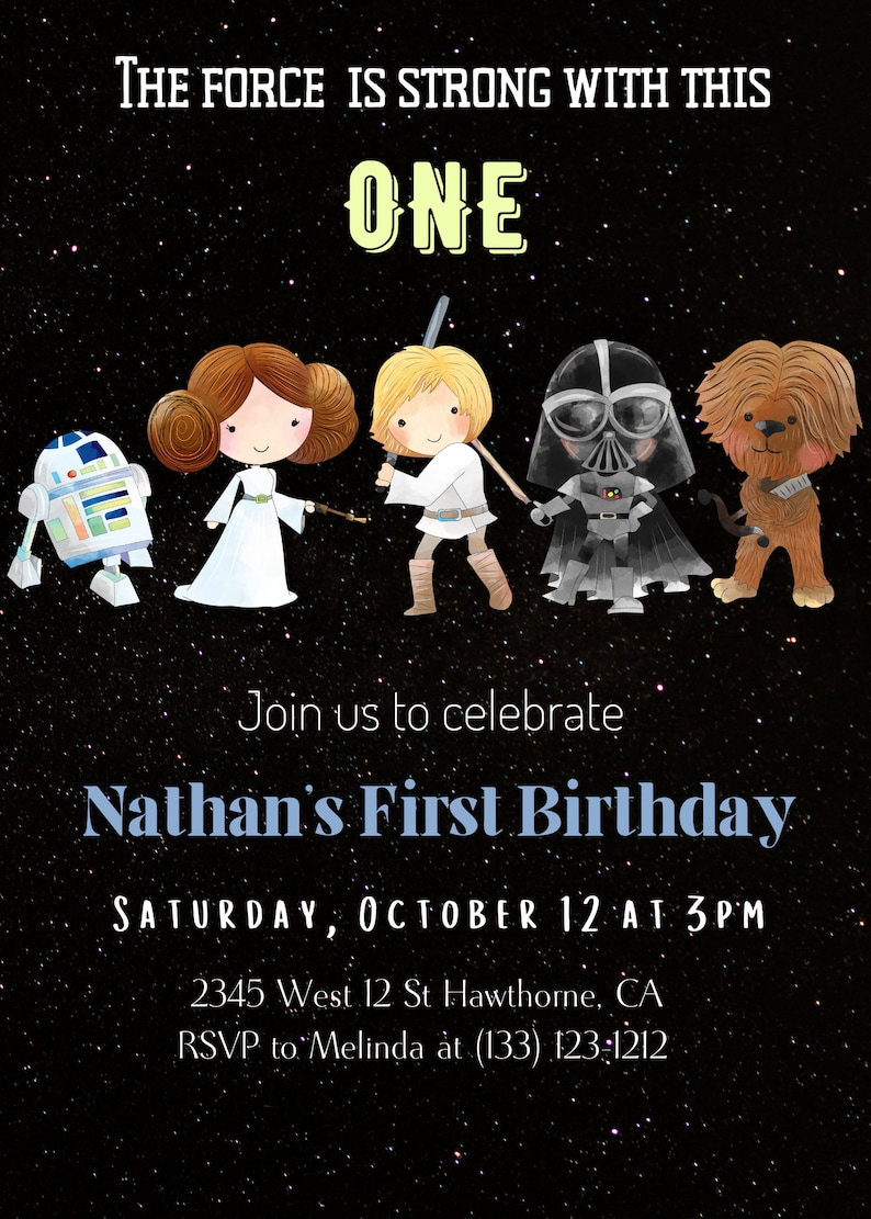 Star Wars First Birthday Invitation Digital and Printable - Etsy