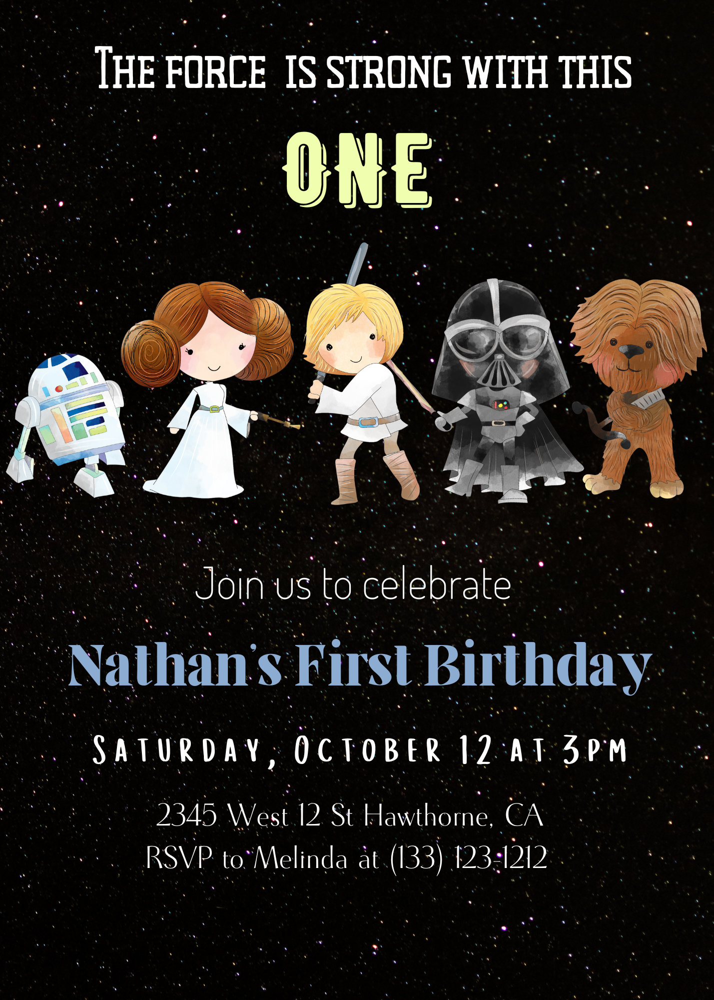 Star Wars First Birthday Invitation Digital and Printable - Etsy