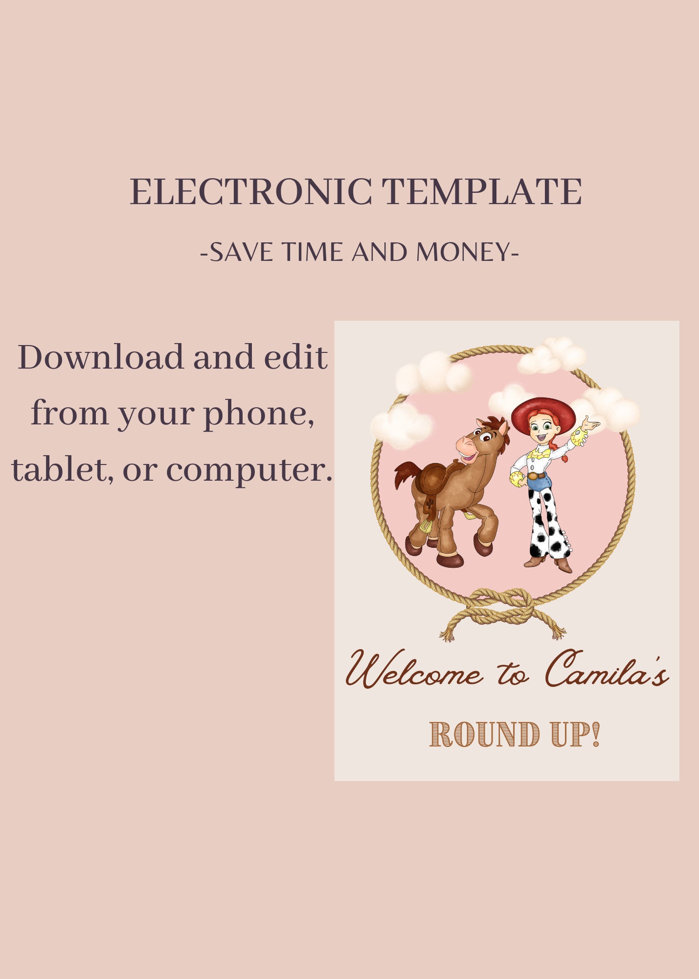 Jessie and Bullseye Welcome Poster, Digital Template, Printable Welcome ...