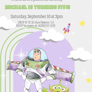 Buzz Lightyear Birthday Invitation, Digital and Printable Invite, Toy Story - Etsy