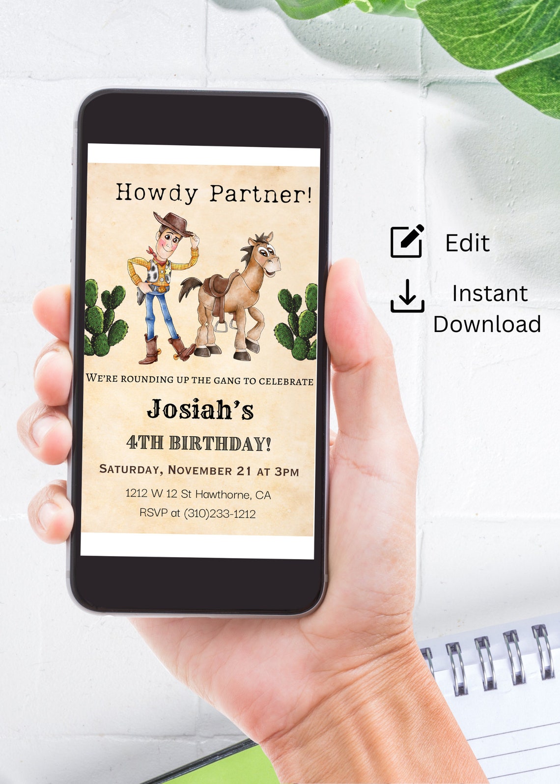 Woody and Bullseye Birthday Invitation, Toy Story Digital and Printable ...