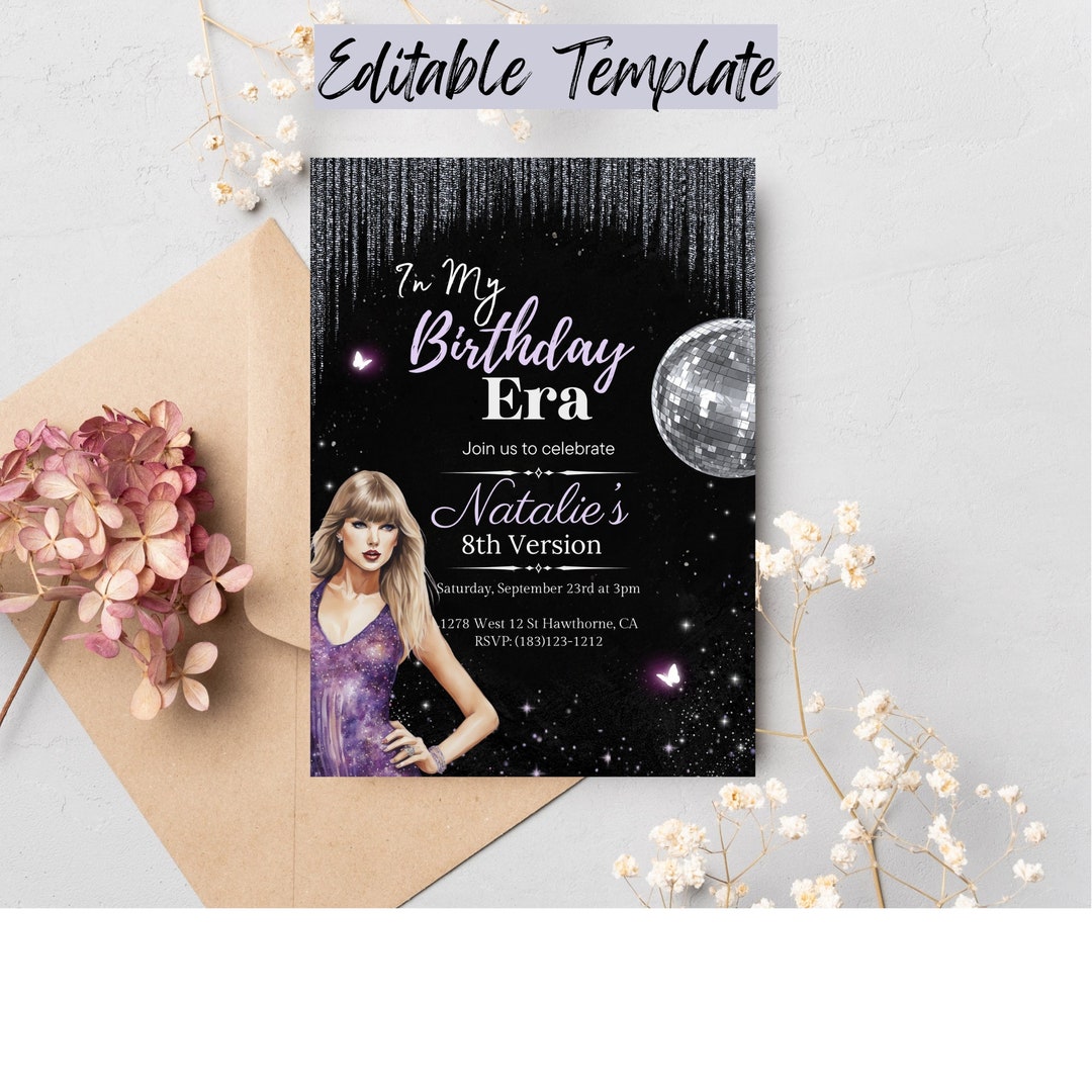 Retro Swift Birthday Invitation,, Digital and Printable Taylor Invite ...