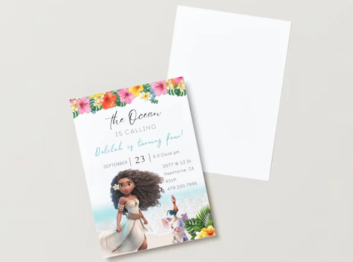 Editable Moana Birthday Invitation, Digital and Printable Princess ...