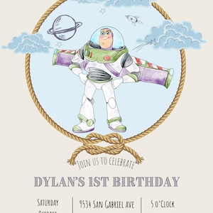 Buzz Lightyear Birthday Invitation, Digital and Printable Invite, Toy ...