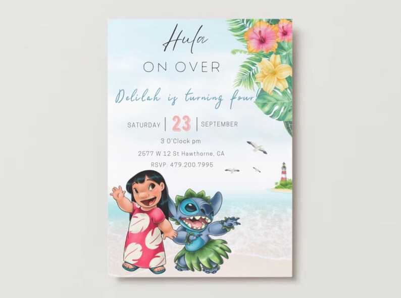 Lilo and Stitch Birthday Invitation, Digital and Printable Invite ...
