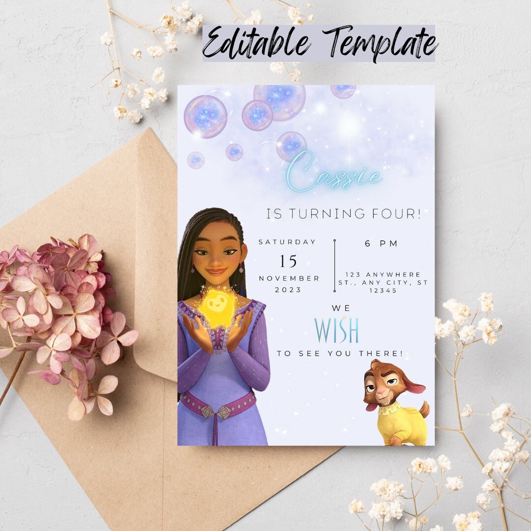 Wish Birthday Invitation, Digital and Printable Wish Invite, Watercolor ...