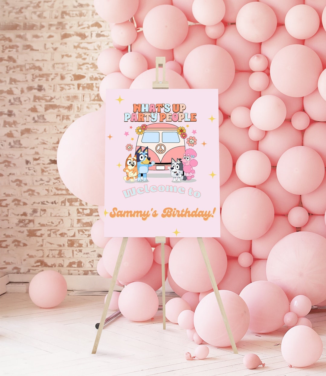 Editable Groovy Birthday Welcome Sign Editable Bluey and - Etsy