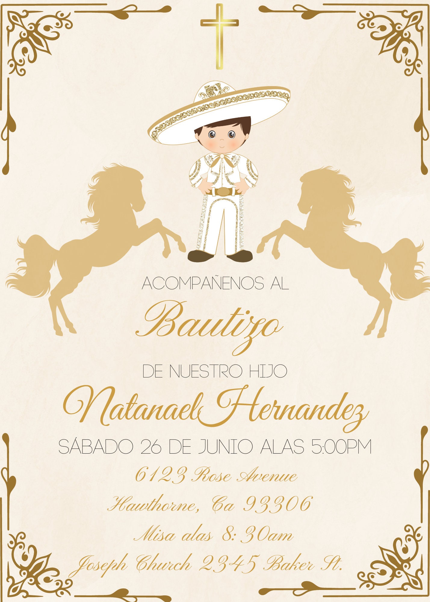 Charro Baptism and Birthday Invitation Digital and Printable - Etsy