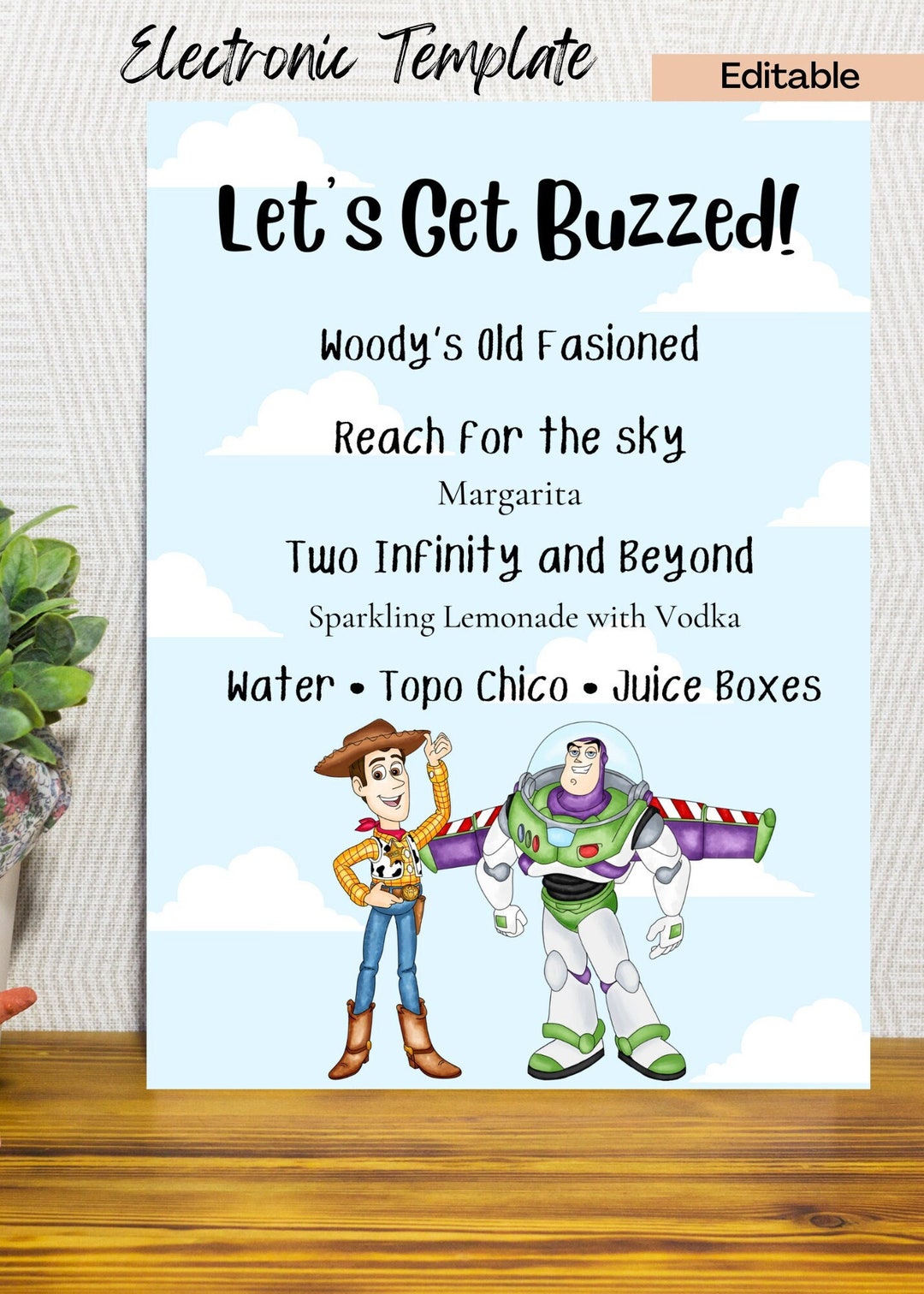 Toy Story Bar Menu Digital Template - Etsy