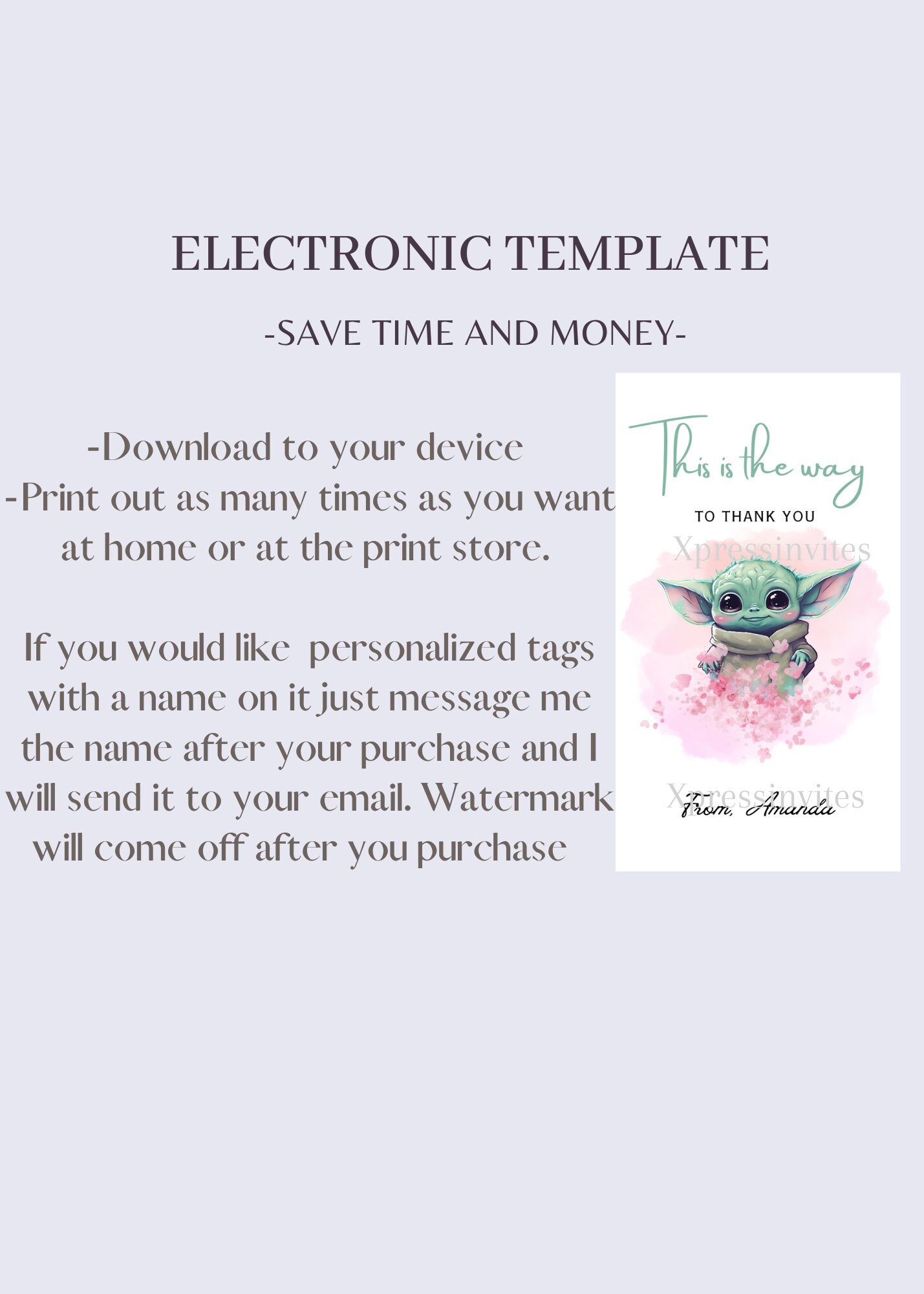 Baby Yoda Birthday Thank You Tags in Pink Printable Grogu - Etsy Canada