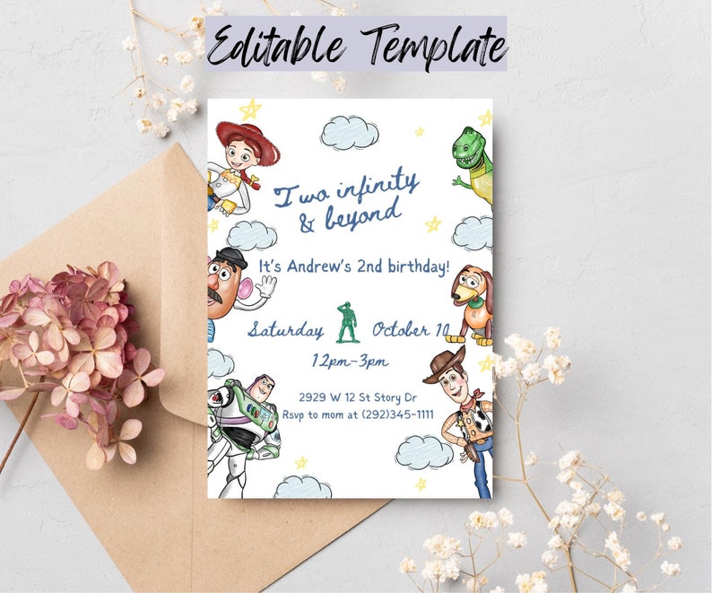 Editable Two Infinity Toy Story Birthday Invitation, Digital and ...