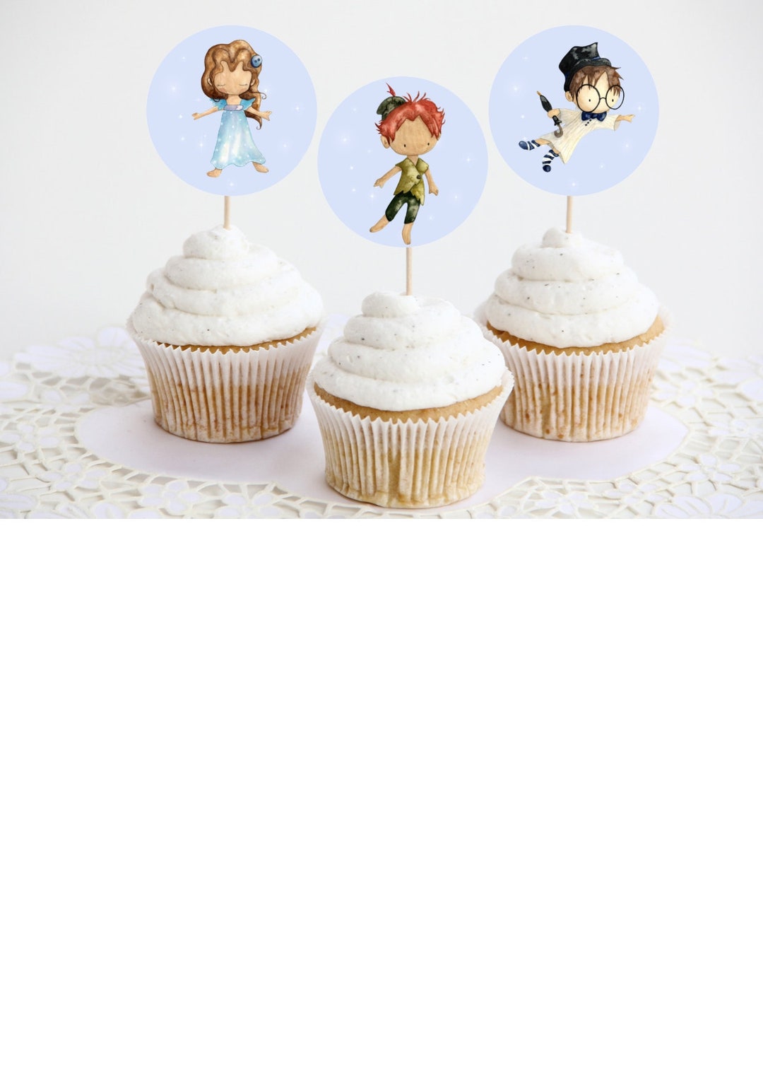 Digital Peter Pan Cupcake Toppers, Digital Neverland Cupcake Toppers ...