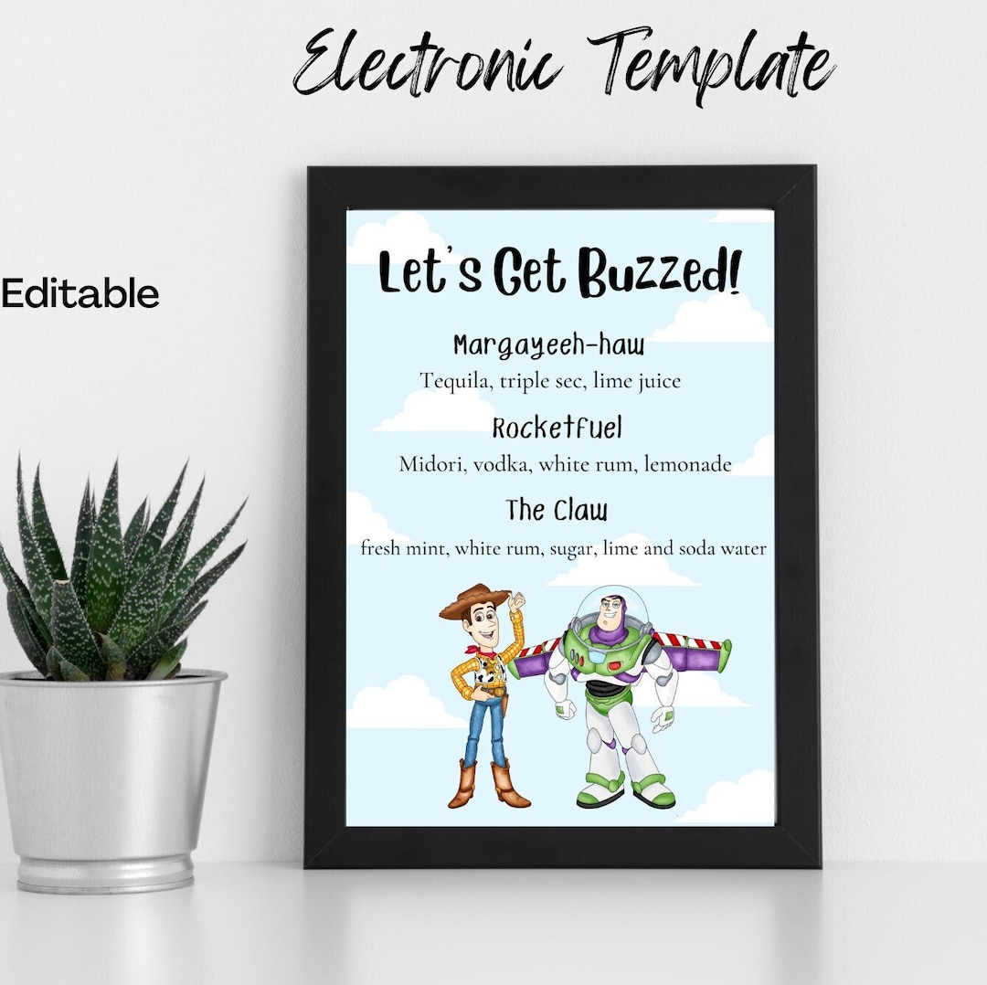 Toy Story Bar Menu Digital Template - Etsy