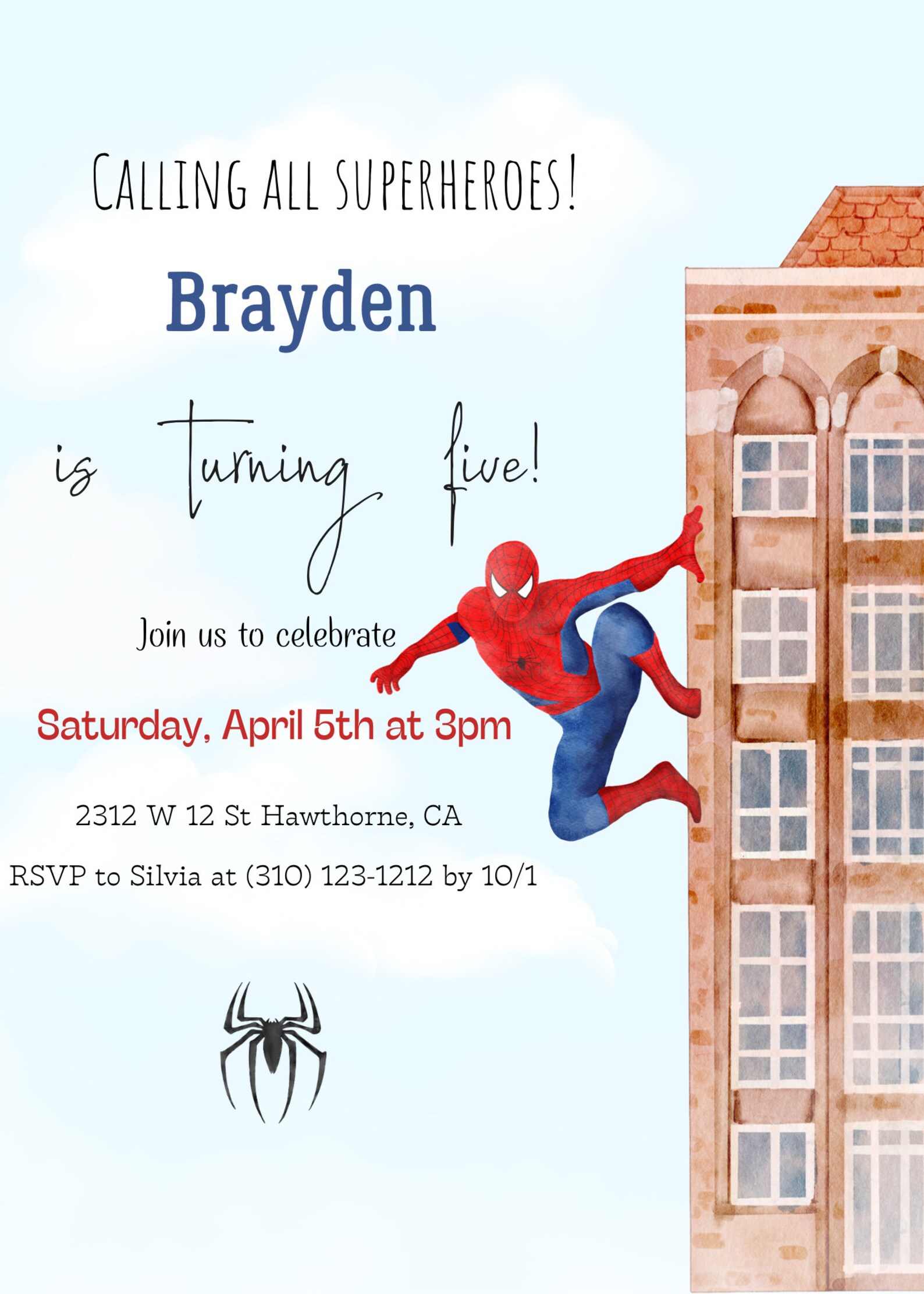 Spider-man Birthday Invitation Digital and Printable - Etsy