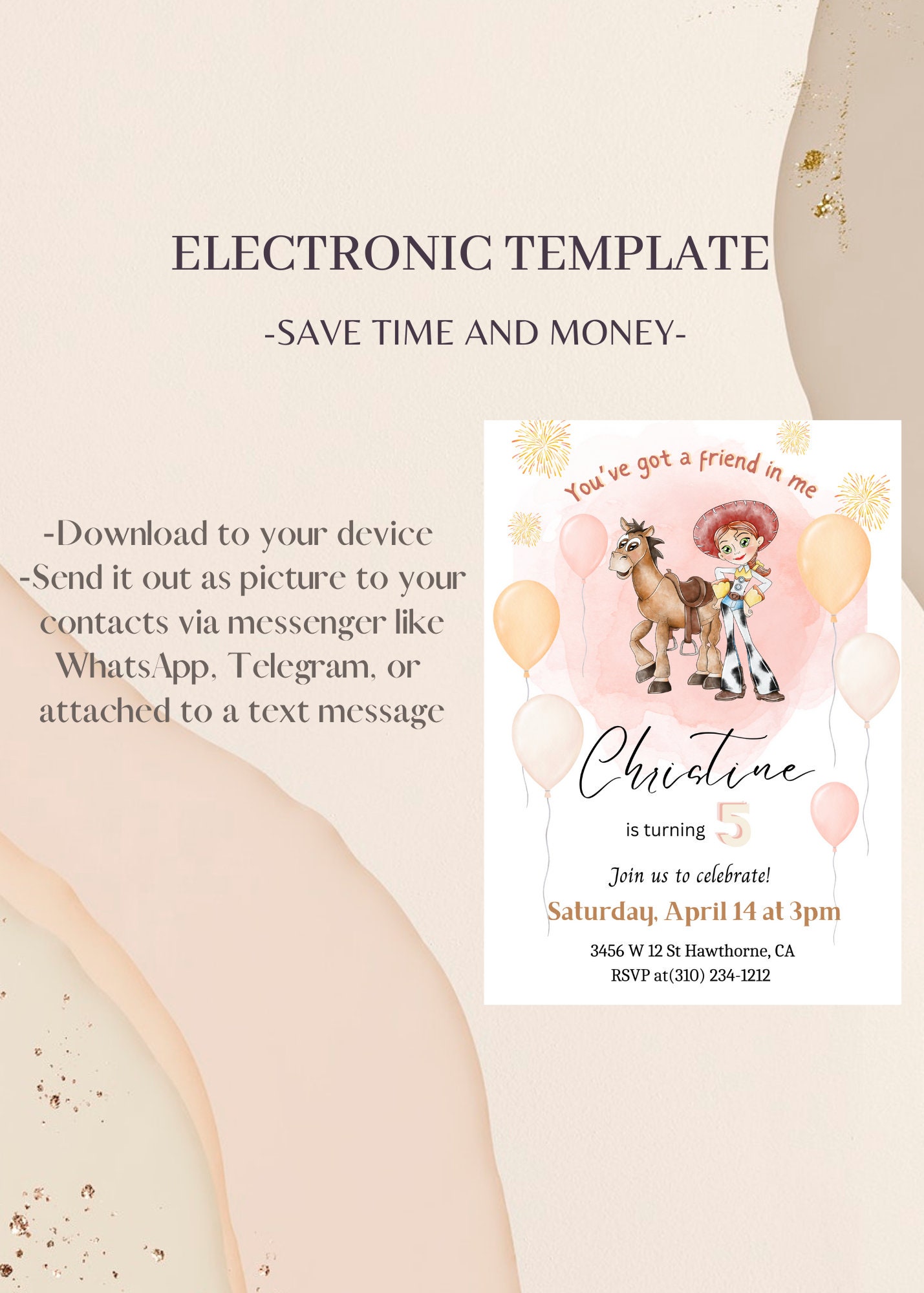 Jessie and Bullseye Birthday Invitation, Digital and Printable Toy ...
