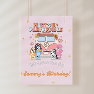Editable Groovy Birthday Welcome Sign Editable Bluey and - Etsy
