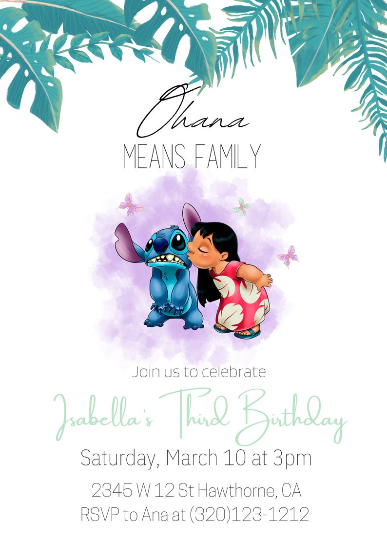 Lilo and Stitch Birthday Invitation Digital and Printable - Etsy