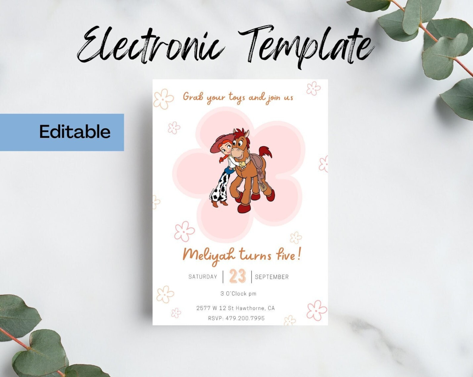 Jessie and Bullseye Birthday Invitation, Digital and Printable Toy ...