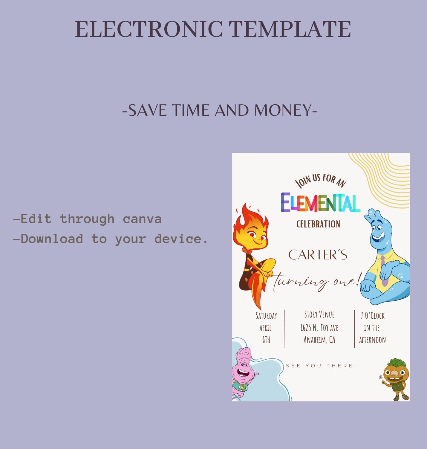 Editable Elemental Birthday Invitation Elemental Party Elemental ...