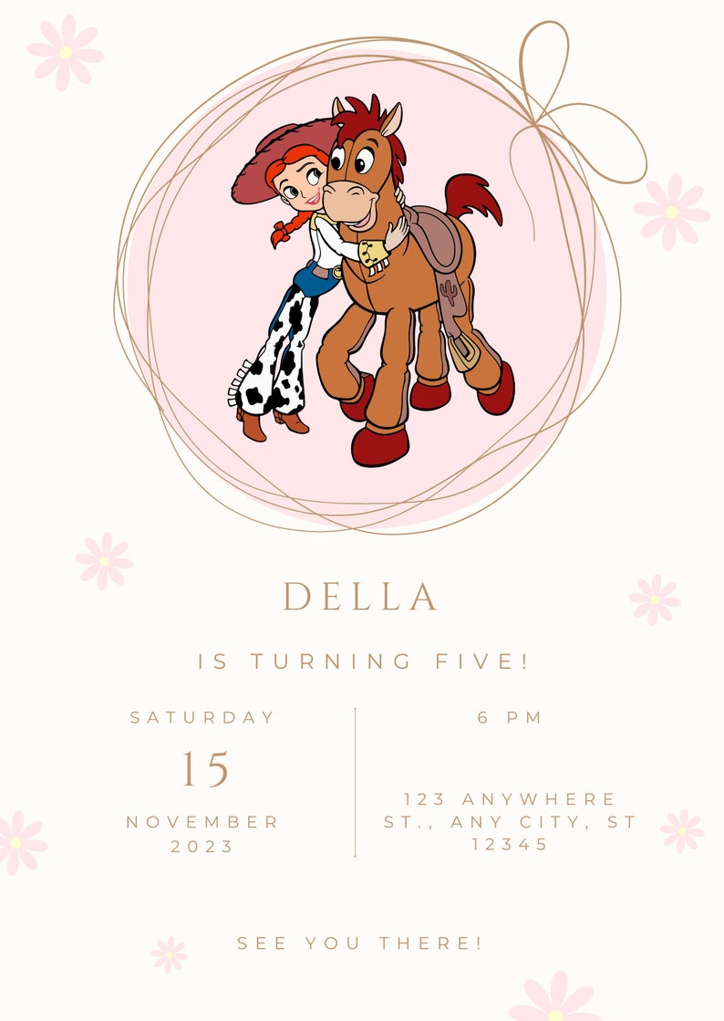 Jessie and Bullseye Birthday Invitation, Digital and Printable Toy ...