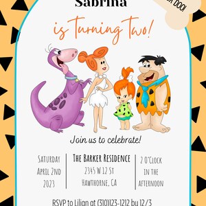 The Flintstones Birthday Invitation, Yabba Dabba Two Invite, Digital ...