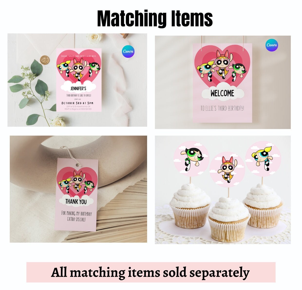 Powerpuff Girls Cupcake Toppers, Printable Cupcake Topper, Birthday ...