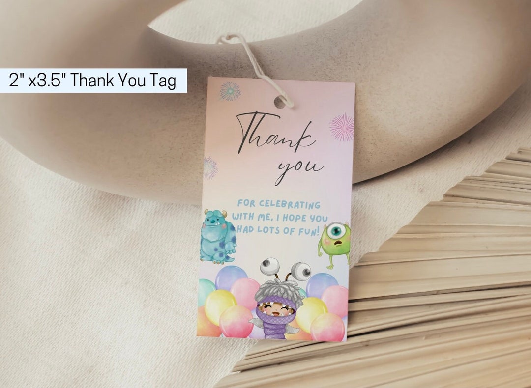 Monsters Inc Thank You Tags, Printable Thank You Tags - Etsy