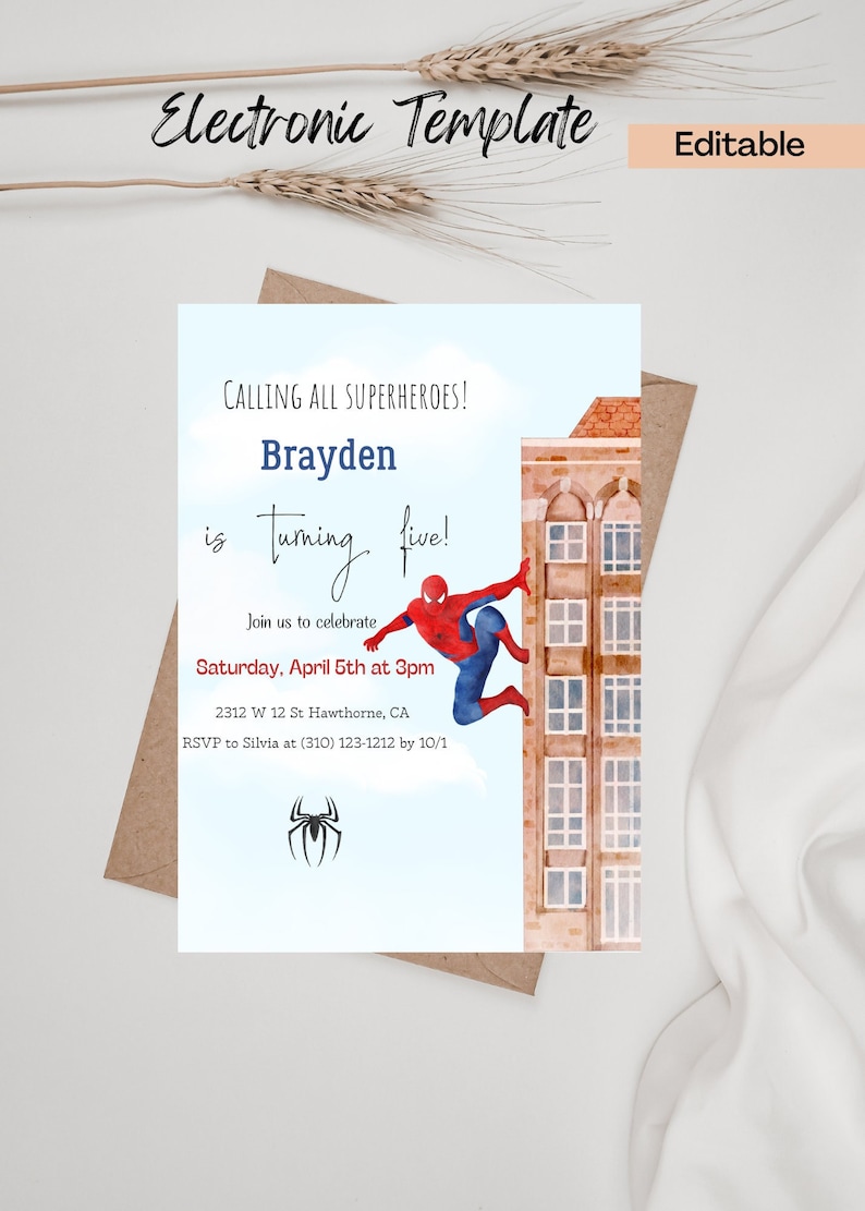 Spider-man Birthday Invitation Digital and Printable - Etsy