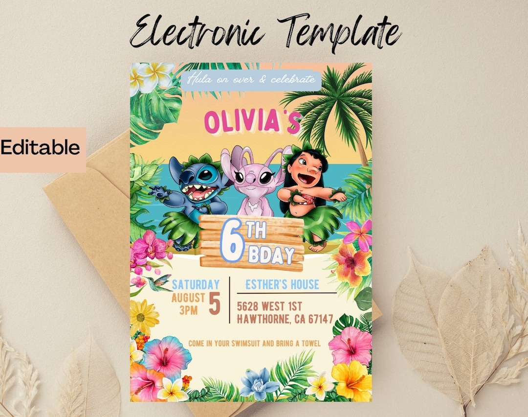 Lilo, Stitch, and Angel Birthday Invitation, Digital and Printable ...