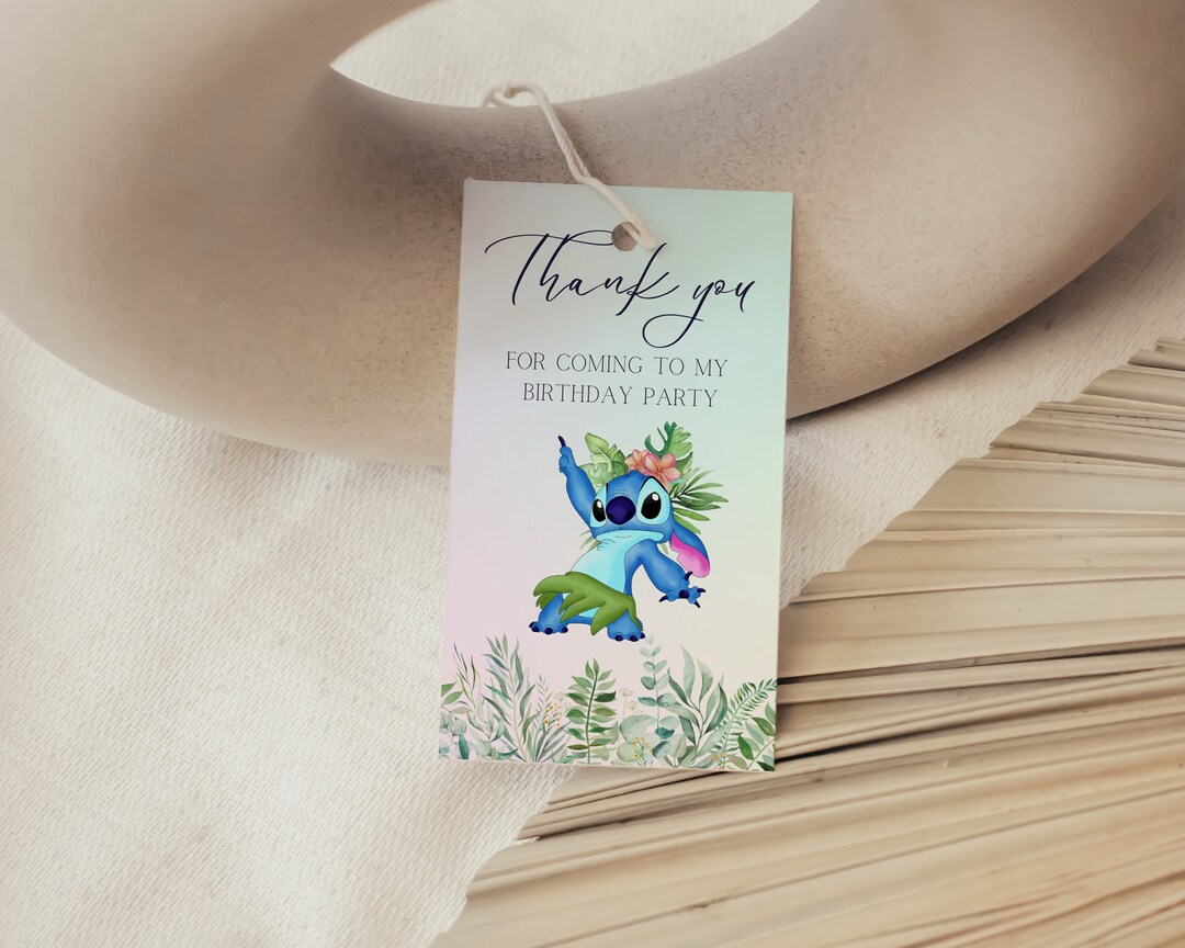 Stitch Birthday Thank You Tags Printable Stitch Thank You Tags Etsy