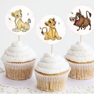 Lion King Cupcake Toppers, Pink Nala and Simba Printable Cupcake Topper ...