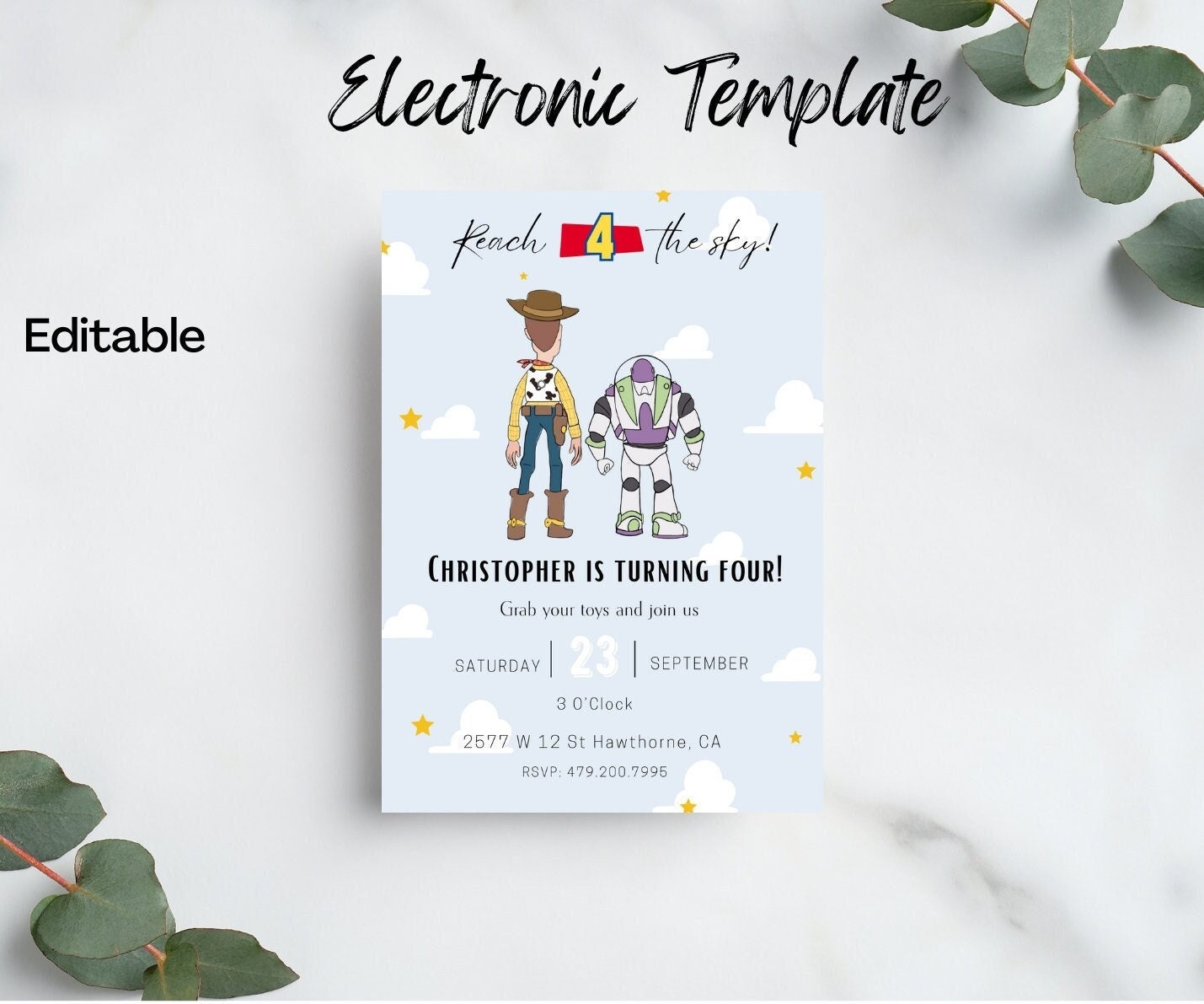 Editable Toy Story Birthday Invitation, Buzz and Woody Digital ...