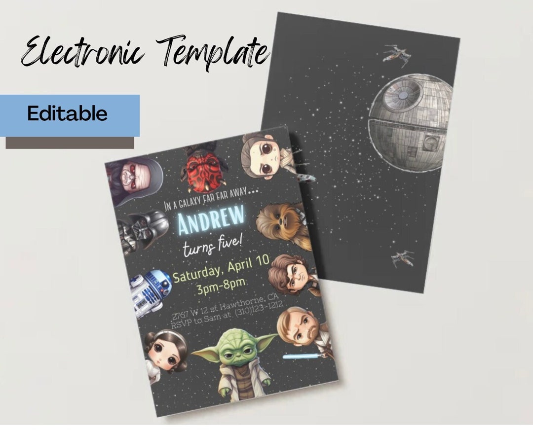 Star Wars Birthday Invitation, Digital and Printable Invitation ...