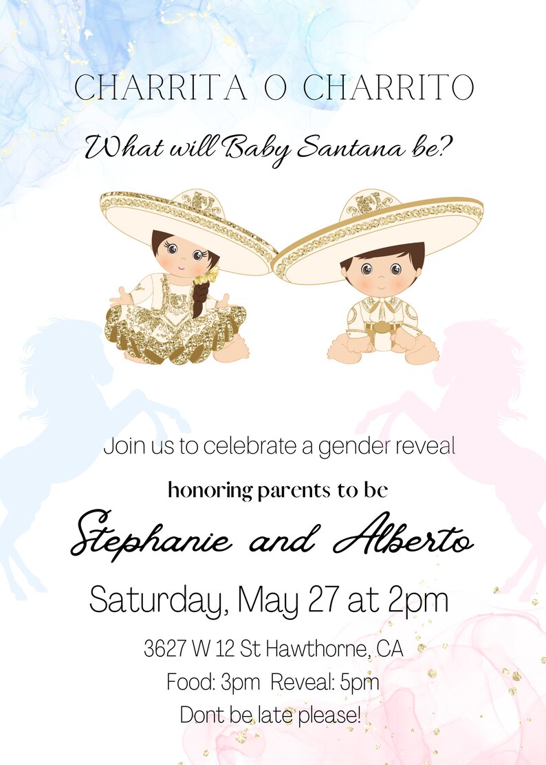 Charrita O Charrito Gender Reveal Invitation, Digital and Printable ...