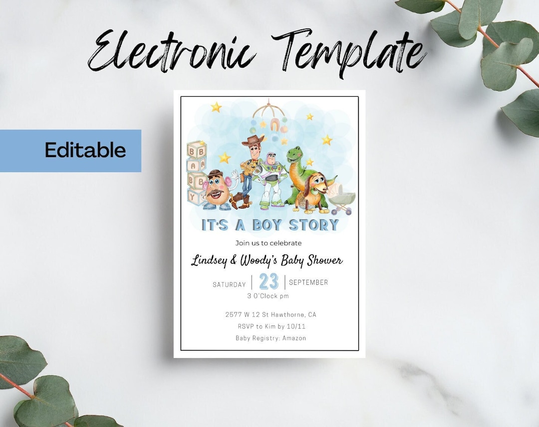 It’s a Boy Story Baby Shower Invitation, Toy Story Digital and ...