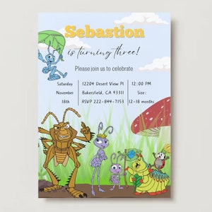 A Bug’s Life Birthday Invitation, Digital and Printable Invite, Bugs ...
