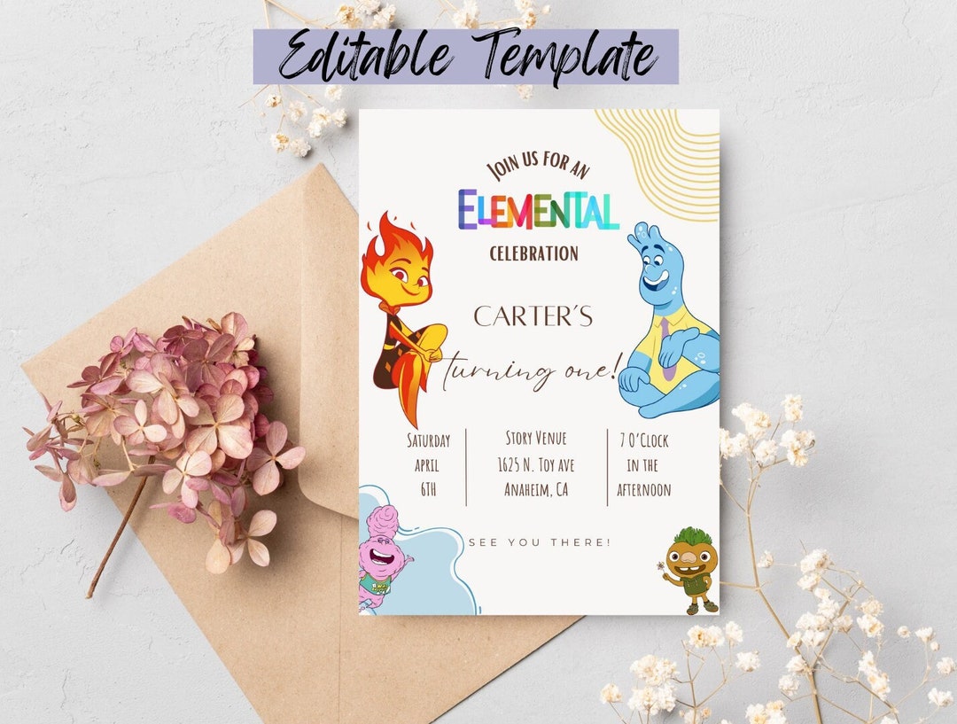 Editable Elemental Birthday Invitation Elemental Party Elemental ...