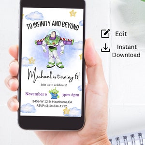 Buzz Lightyear Birthday Invitation, Digital and Printable Invite, Toy ...
