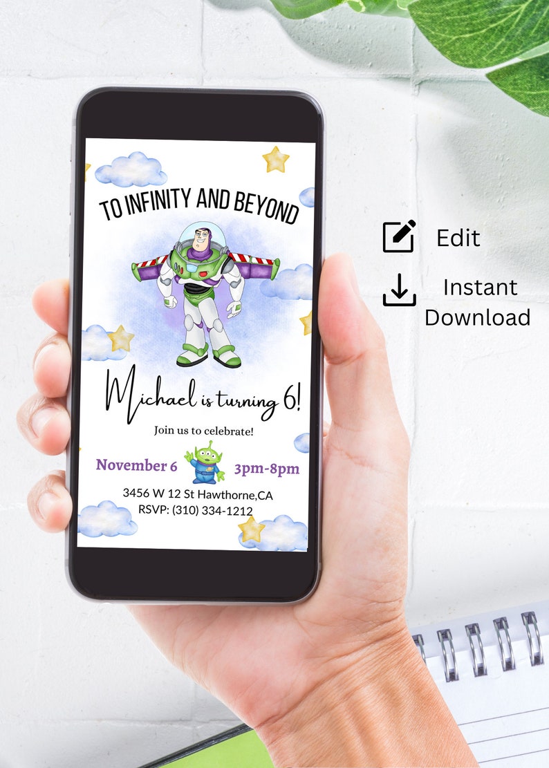Buzz Lightyear Birthday Invitation Digital and Printable - Etsy