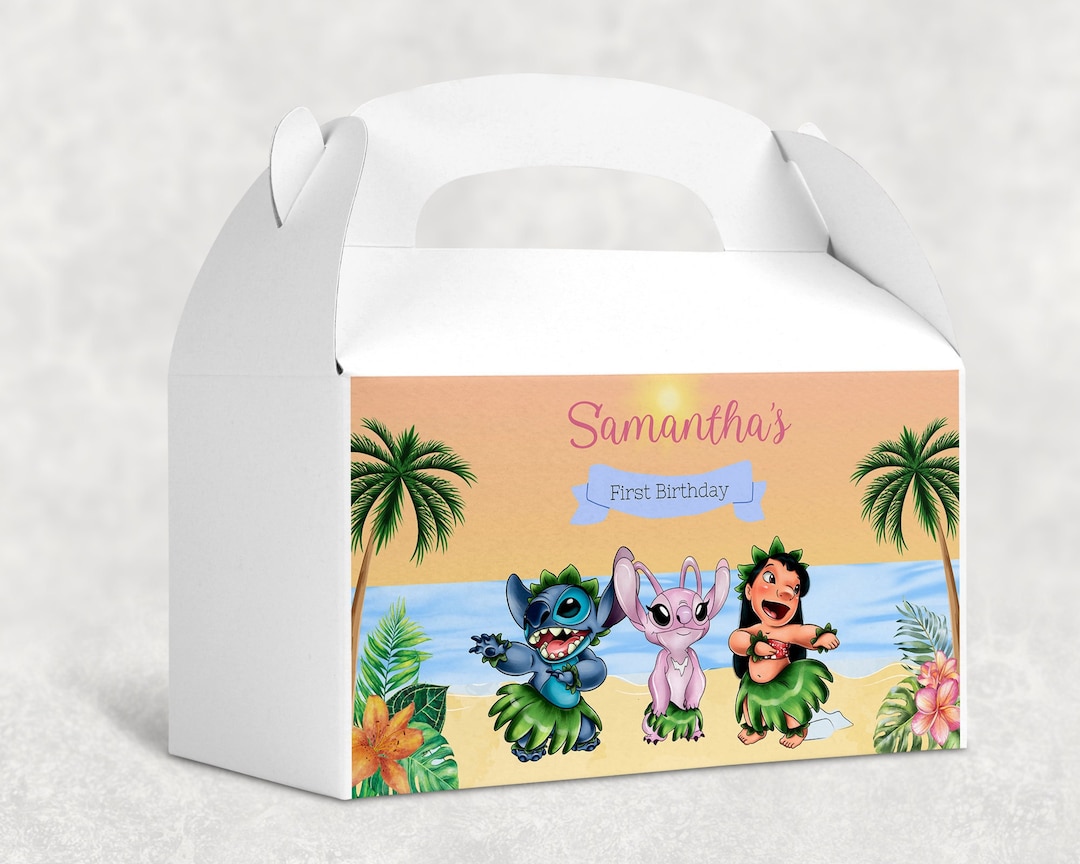 Lilo, Stitch, and Angel Birthday, First Birthday Gable Box Labels, Box ...