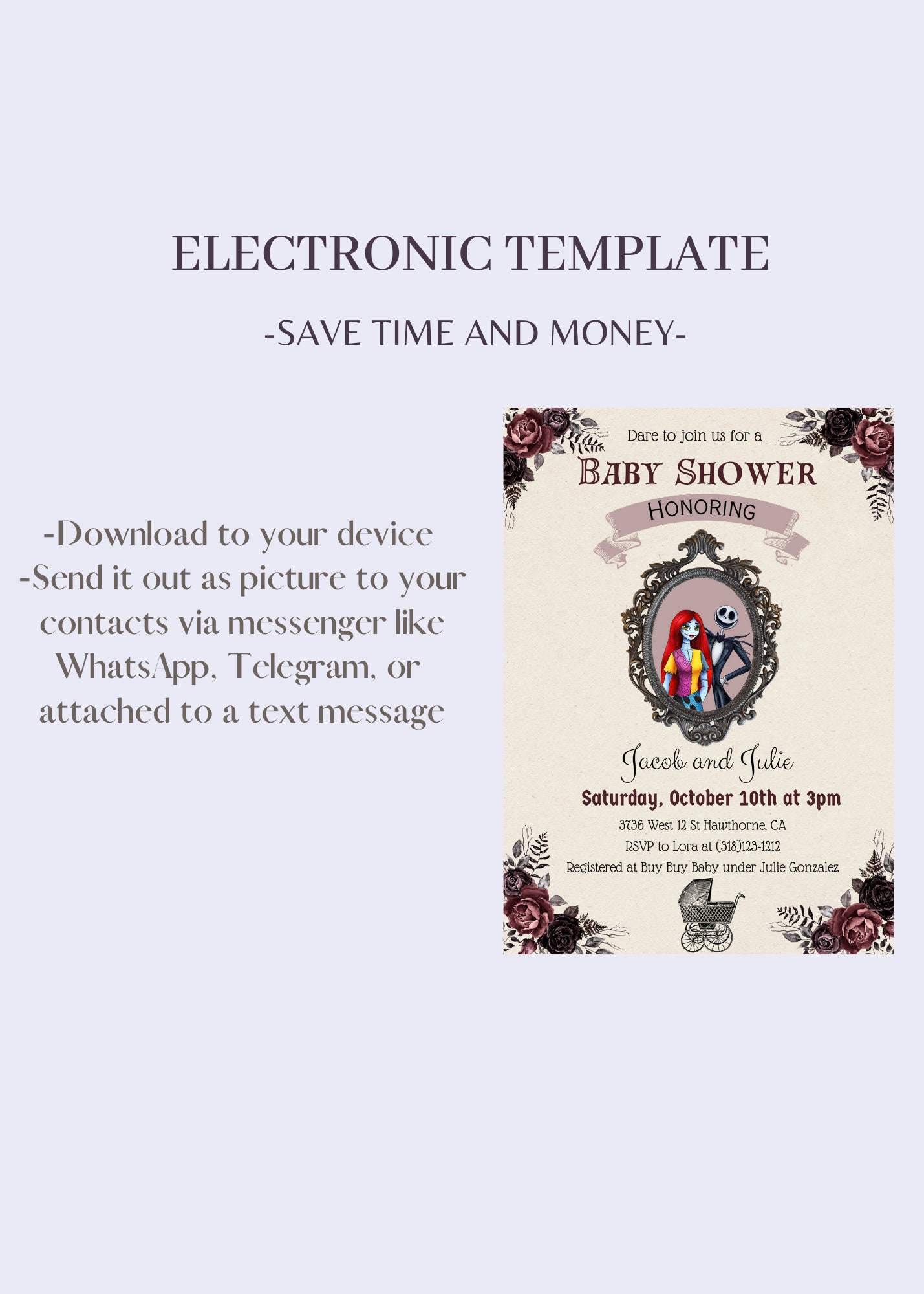 Nightmare Before Christmas Baby Shower Invitation Digital and - Etsy