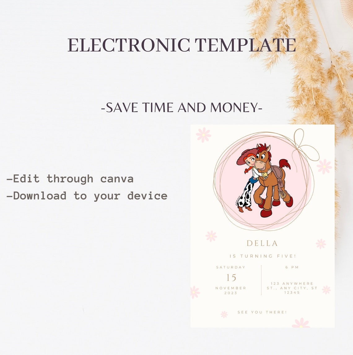 Jessie and Bullseye Birthday Invitation, Digital and Printable Toy ...