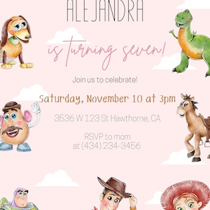 Pink Toy Story Birthday Invitation, Digital and Printable - Etsy