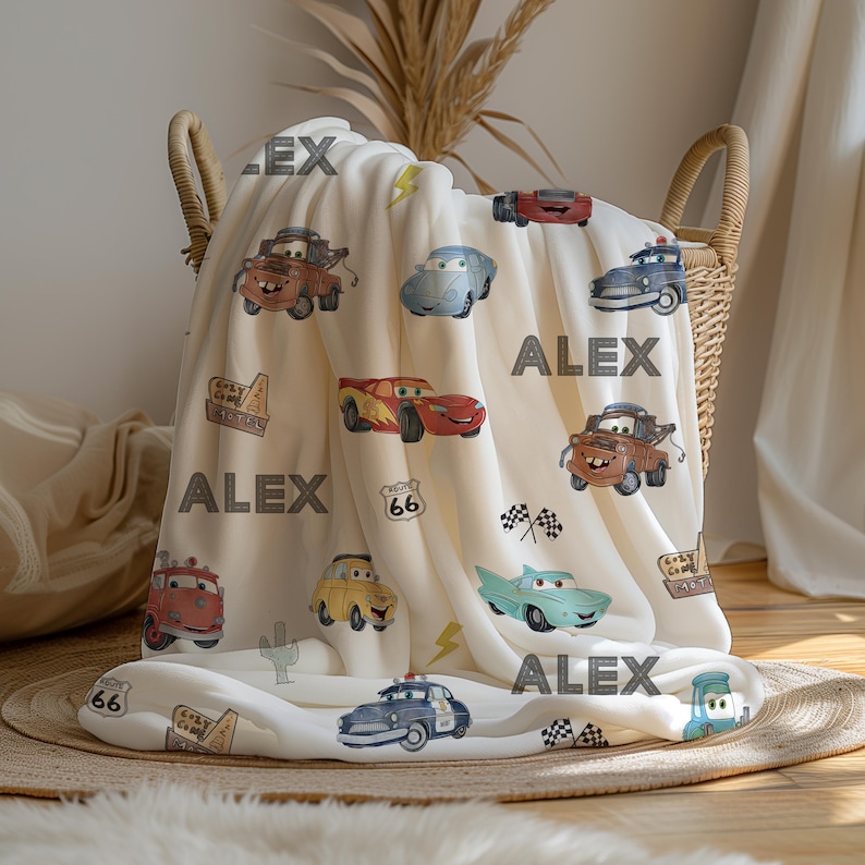 Route 66 Disney Cars Velveteen Plush Blanket - Personalized Lightning ...