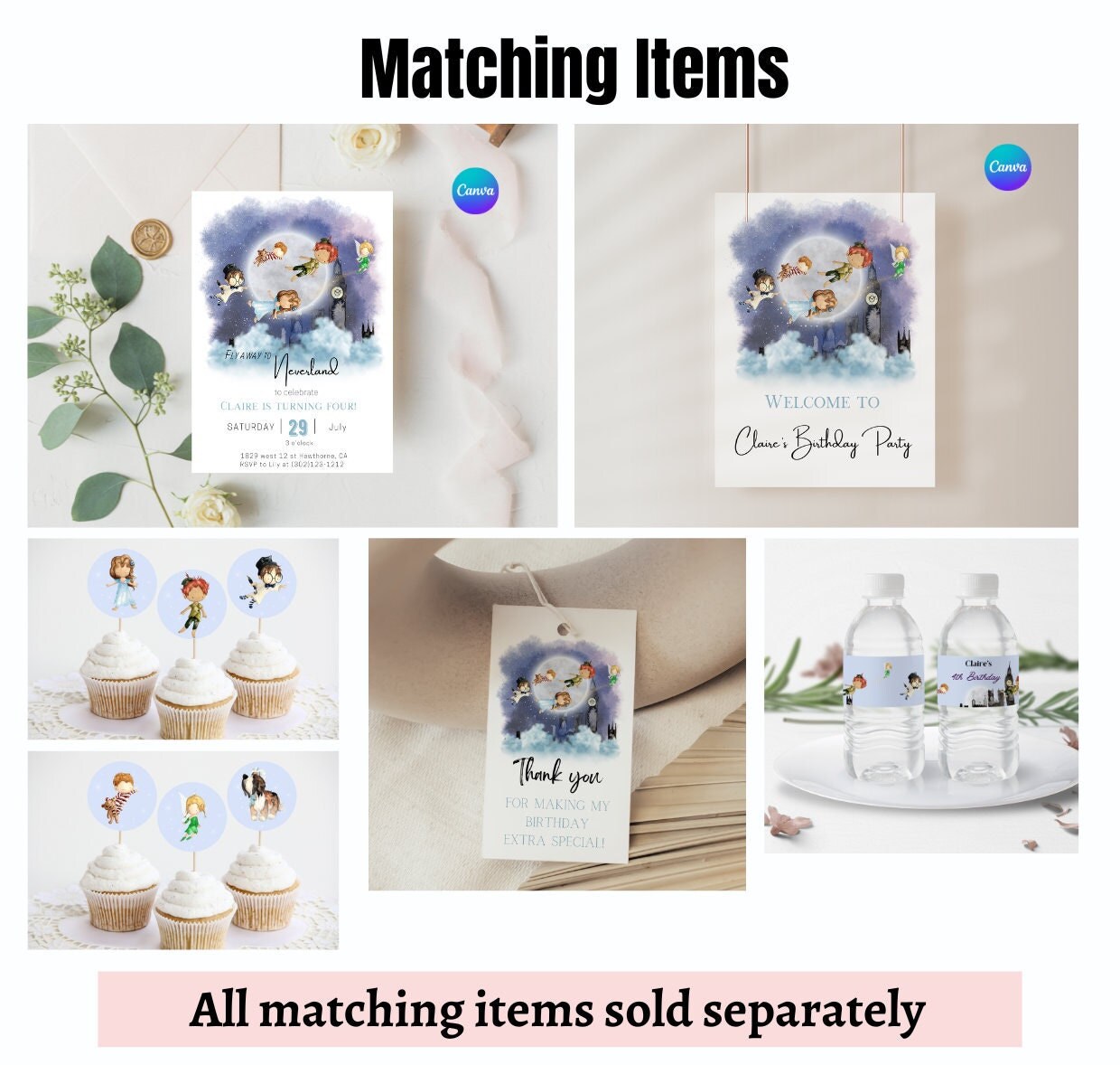 Digital Peter Pan Cupcake Toppers, Digital Neverland Cupcake Toppers ...